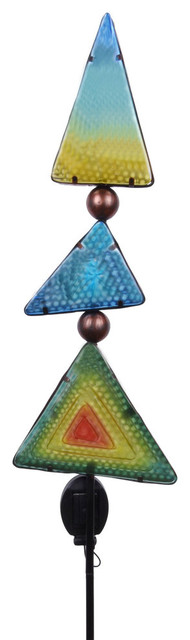 Solar Lighted Triangular Garden Stake - Contemporary - Garden Statues ...