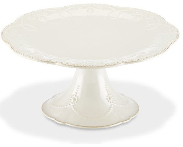 French Perle White Pedestal Cake Plate - Traditional - Dessert And Cake ...
