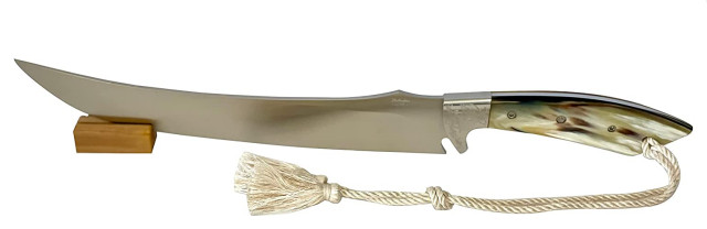 Coltelleria Saladini Stainless Steel Sabrage Saber with Ox Horn Handle ...