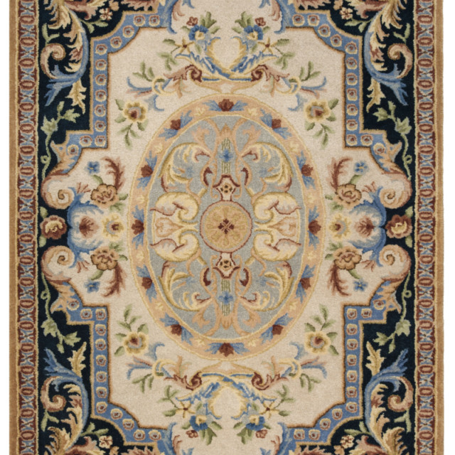 Safavieh Savonnerie Sav116n Handmade Ivory / Navy Rug - Victorian ...