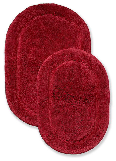 2 Piece Cotton Oval Washable Bathroom Rug Set - Contemporary - Bath ...