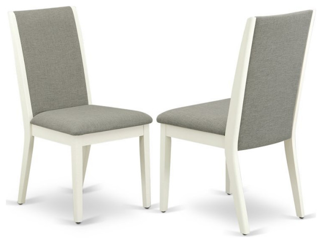 East West Furniture Lancy 39" Fabric Dining Chairs in White/Gray (Set ...