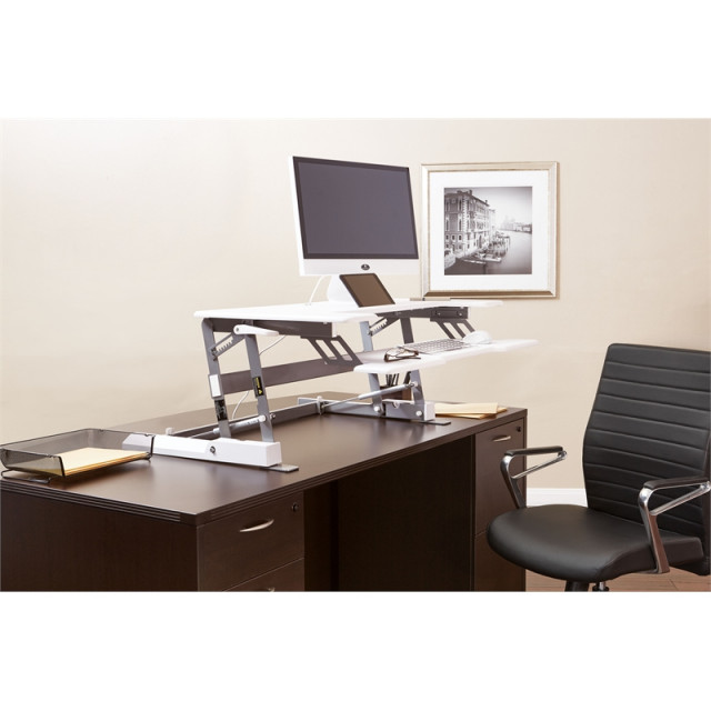 Multiposition Desk Riser in White finish with dual lift - Contemporary ...
