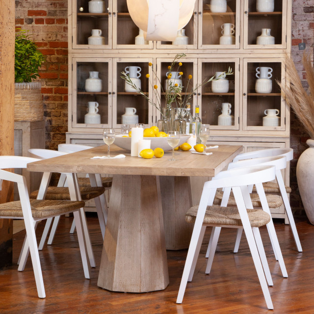 Xavier 96" Rectangular Reclaimed Pine Double Pedestal Dining Table ...