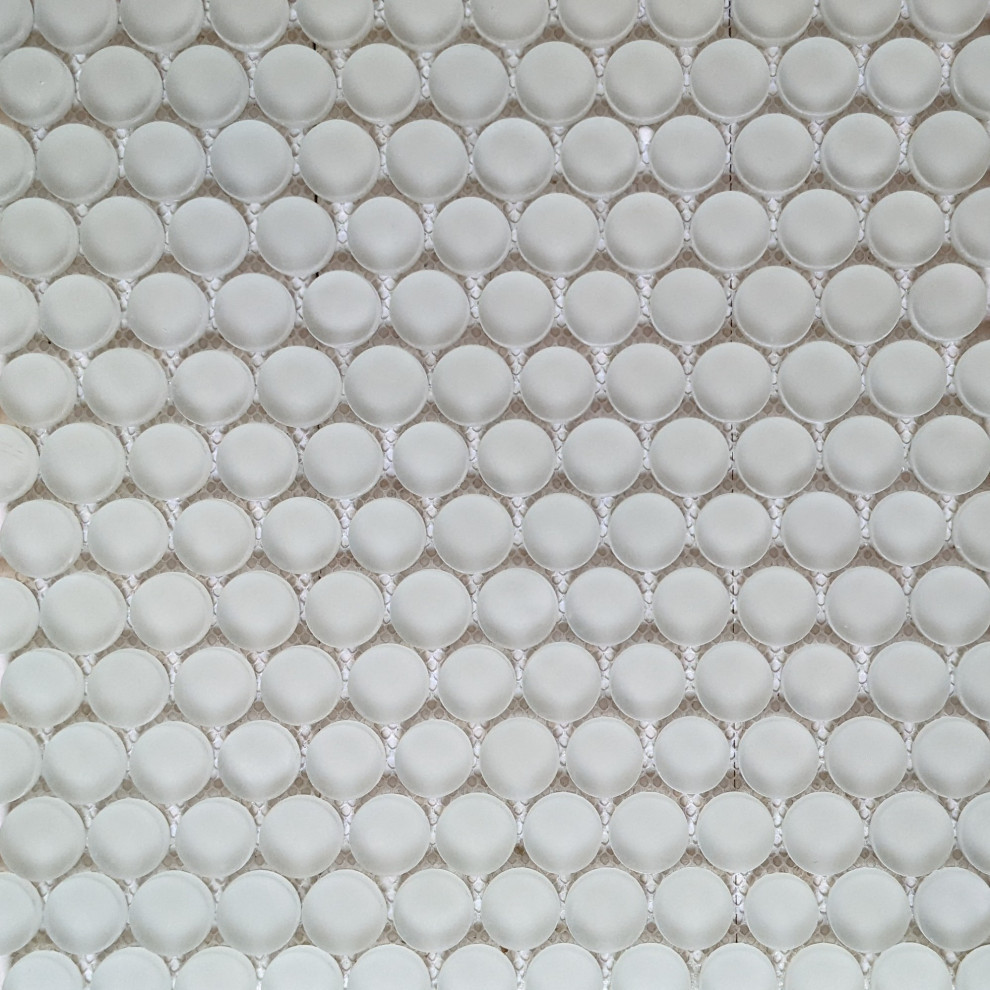 Frosted Aqua Penny Round Glass Mosaic Tile - Contemporary - Tile - by ...