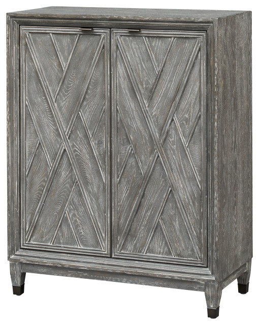 Coast to Coast Transitional Sterns Grey Two Door Wine Cabinet 66110 ...