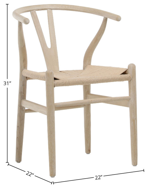 Rexa Y Back Natural Finish Oak Chair with Woven Craft Paper Seat ...