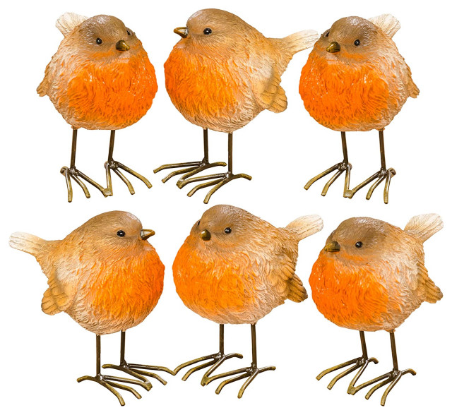 Realistic Robin Birds, Set of 6, Statues, Bird Figurines - Farmhouse ...