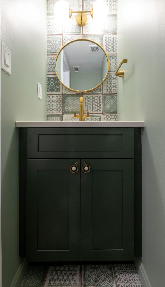 Modern Farmhouse Green Powder Room in Old Town Alexandria - Farmhouse ...