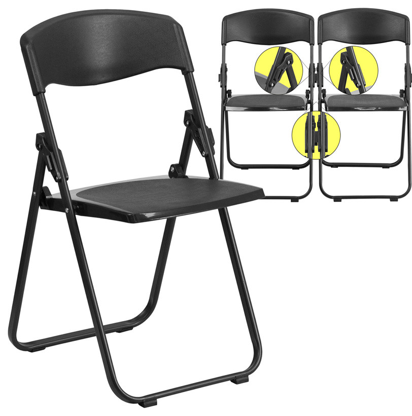 Flash Hercules 500 lb. HD BK Folding Chair, Ganging Brackets - RUT-I-BK ...