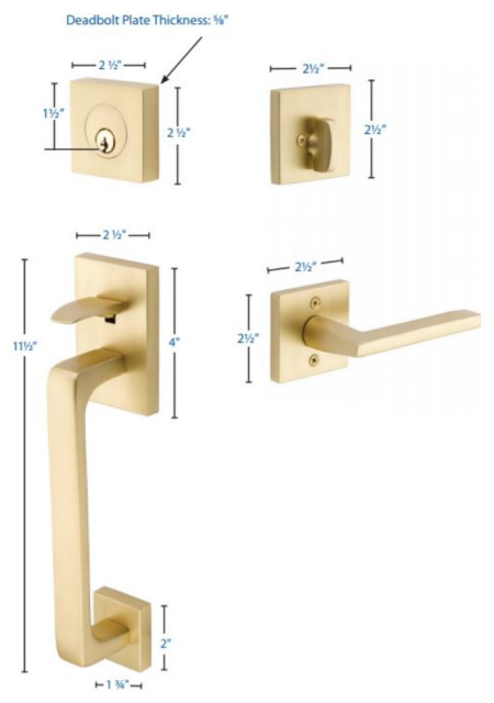 Emtek Baden Keyed Entry Modern Handleset, Helios Levers, Satin Brass ...