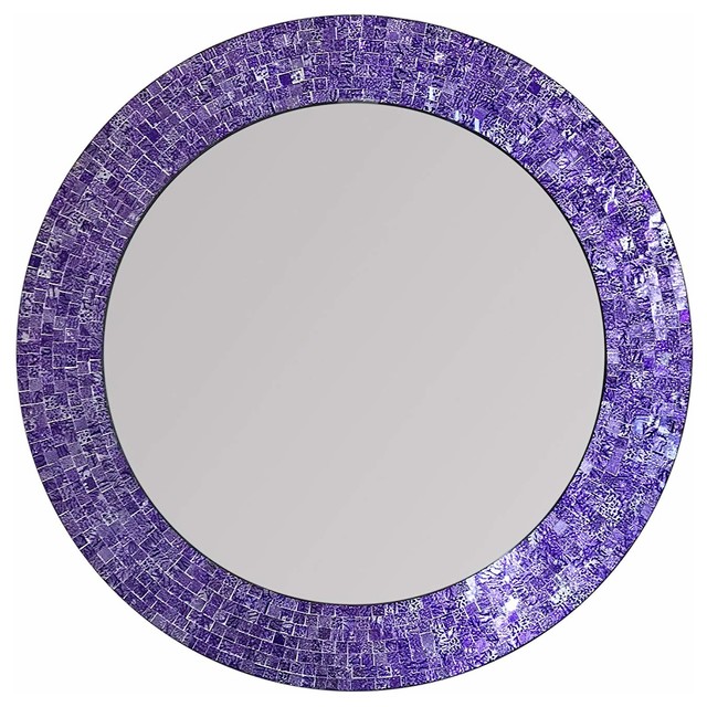 24" Decorative Glass Mosaic Wall Mirror - Purple Decorative Mirrors for ...