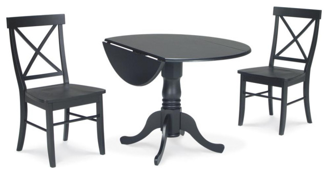 Dual Drop Leaf Table With 2 X-Back Chairs - Traditional - Dining Sets ...