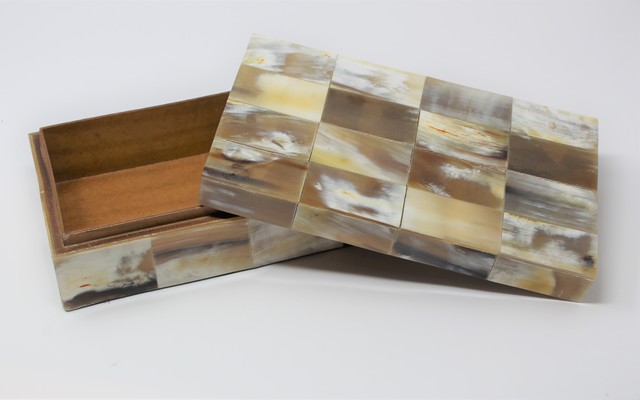 Elegant Tiled Horn Mosaic Decorative Box, 12" Mosaic Natural Polished ...