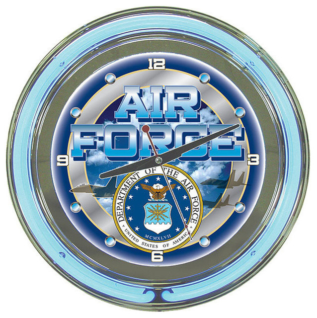 United States Air Force Neon Clock - Contemporary - Wall Clocks - by ...