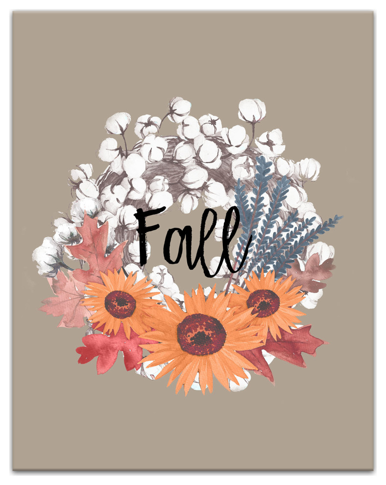 Earthy Fall Wreath Wall Art, 11x14 - Farmhouse - Prints And Posters ...