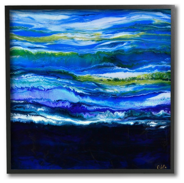 Acrylic Resin Waves Water Ocean Abstract Framed Giclee Texturized Art ...