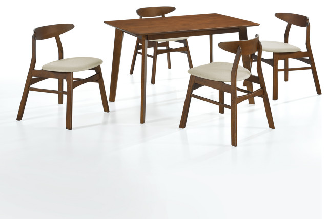 WestinTrends 5PC Mid-Century Modern Solid Wood Dining Room Set ...