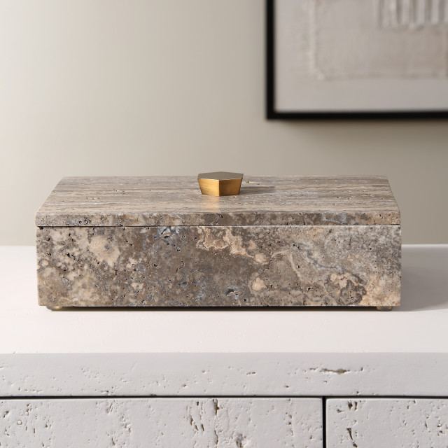 Uttermost Griseus Travertine Stone Box - Transitional - Decorative ...