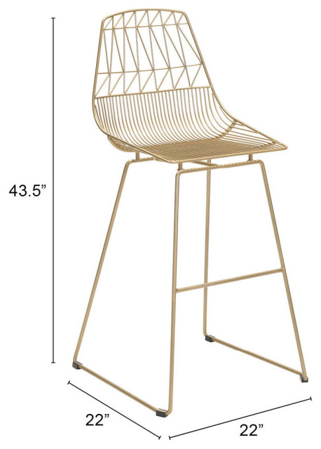 Brody Bar Chair (Set of 2) Gold - Contemporary - Outdoor Bar Stools And ...