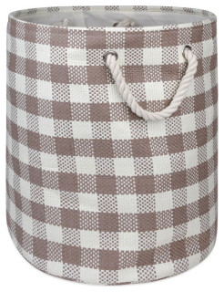 DII 15" Round Modern Style Paper Large Checkers Bin in Stone - Beach ...