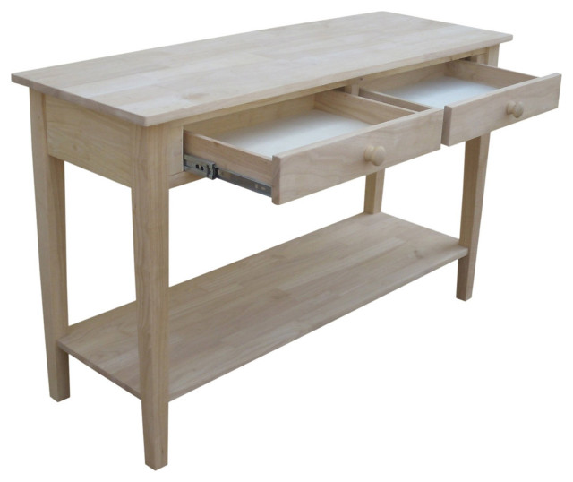 Large Console Table, Hardwood Construction With Open Shelf & Drawers ...