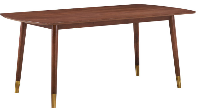 Sherwood Wooden Dining Table, Walnut Finish and Gold Tipped Legs ...