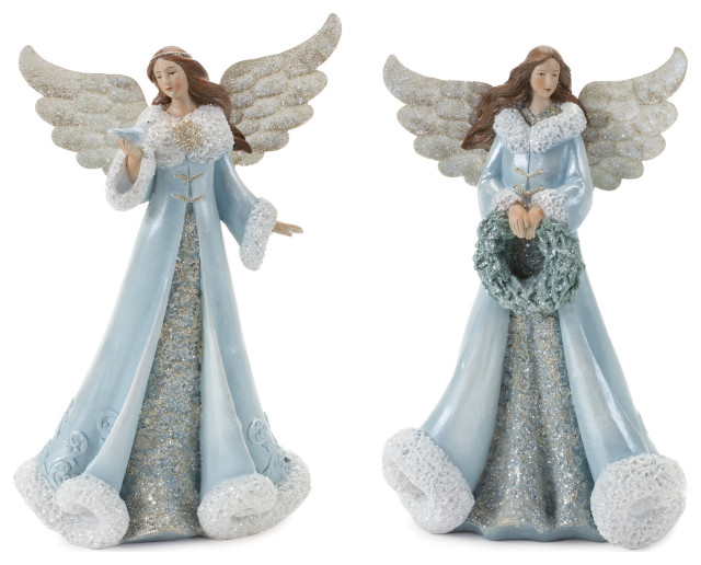 Elegant Winter Angel Figurine, Set of 2 - Farmhouse - Holiday Accents ...