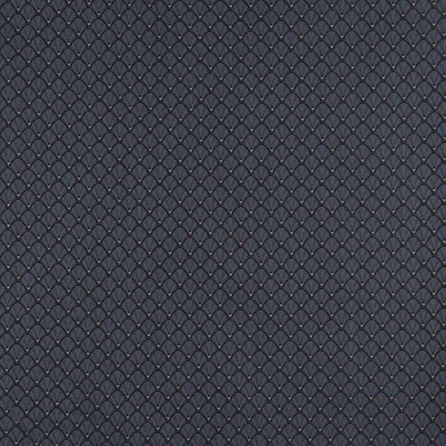 Navy Blue And Gold Shell Jacquard Woven Upholstery Fabric By The Yard ...