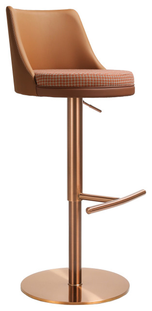 Reagan Cafe Au Lait Houndstooth Adjustable Swivel Stool - Cafe Au Lait ...