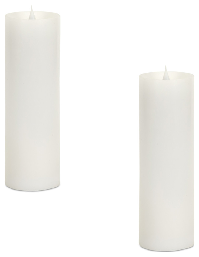 Simplux Led Pillar Candle W/Moving Flame (Set Of 2) 3"D x 9"H - Transitional - Candles - by ...