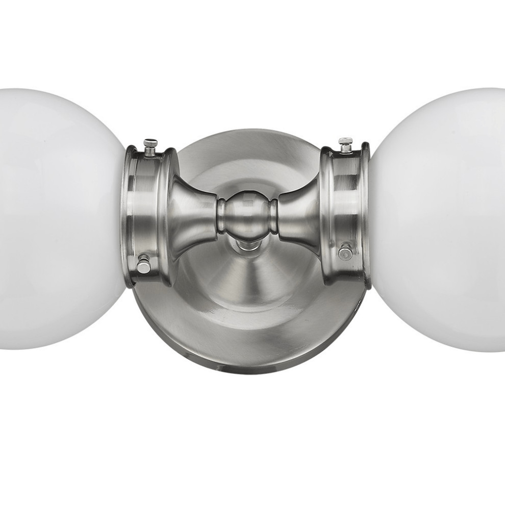 Two Light Silver Wall Sconce with Round Frosted Glass Shade ...
