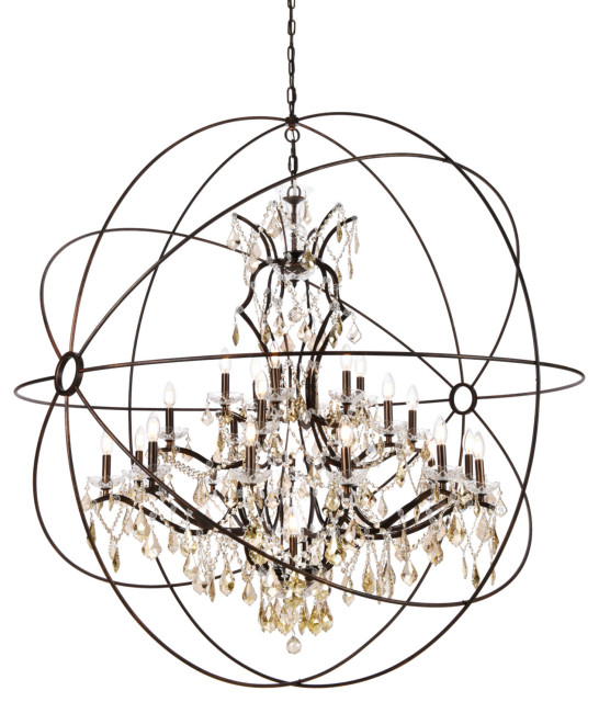 Elegant Lighting 1130G60/RC Geneva 25 Light 60"W Crystal - Contemporary ...