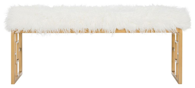 Mera Faux Sheepskin Bench, Fox6291B - Contemporary - Upholstered ...