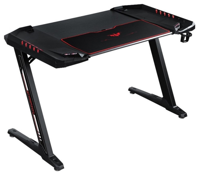 Coaster Ardsley Modern Metal Gaming Desk with LED Lighting in Black ...