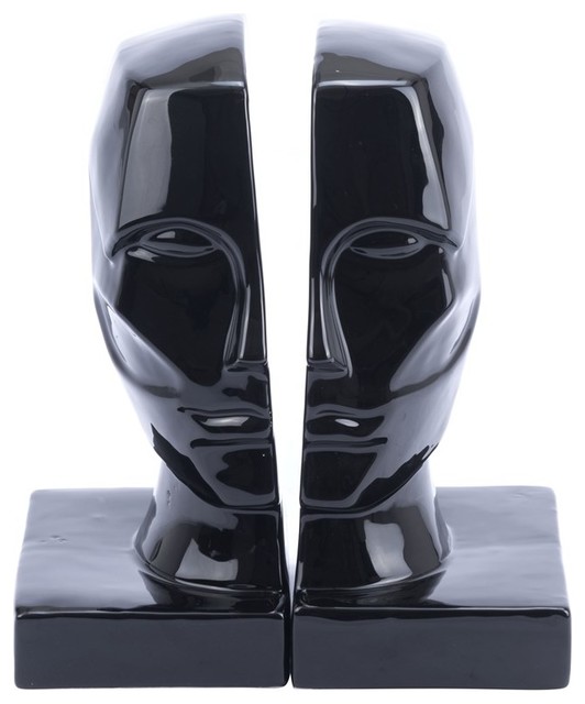 Modern Contemporary Bookends, Black, Ceramic, Living Lounge Kitchen ...