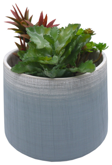 Blue Two Toned Ombre Ceramic 5.5" Pot - Contemporary - Indoor Pots And ...