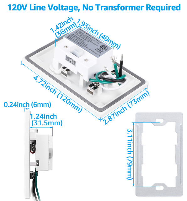 12 Pack 5CCT 120V LED Step Lights, Dimmable 3.5W Indoor/Outdoor Stair ...