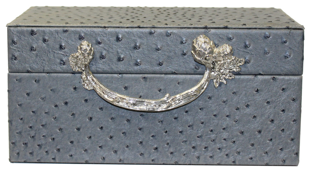 Oriental Handle Hardware Gray Rectangular Container Box Large Hcs5521 ...