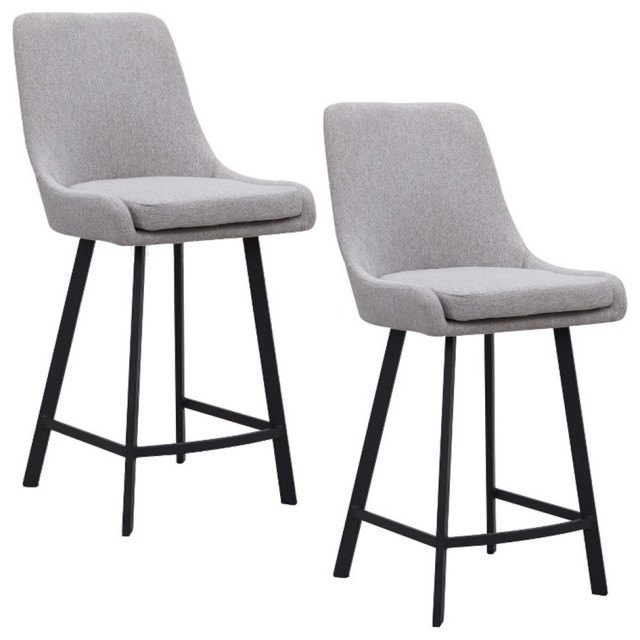 Leick Home Upholstered Steel Base Bar Stool Set Of 2 In Gray Black 24