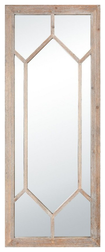 Transitional Rectangular Wood Frame Mirror in Brown Finish Wooden ...