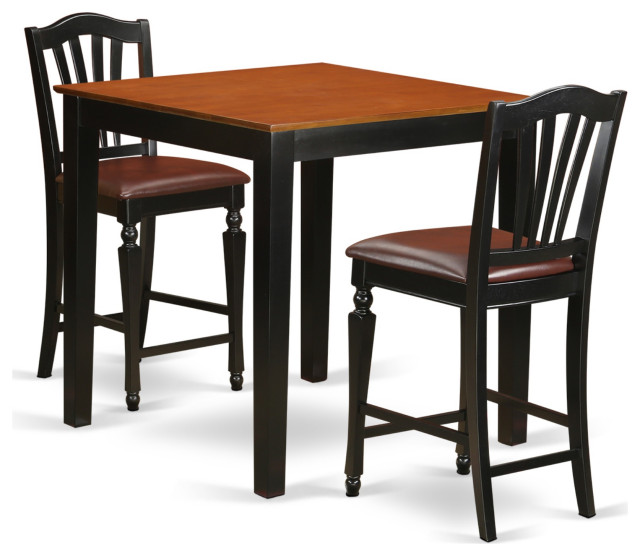 3-Piece Counter Height Table/Chair Set, High Top Table, 2 Chairs ...