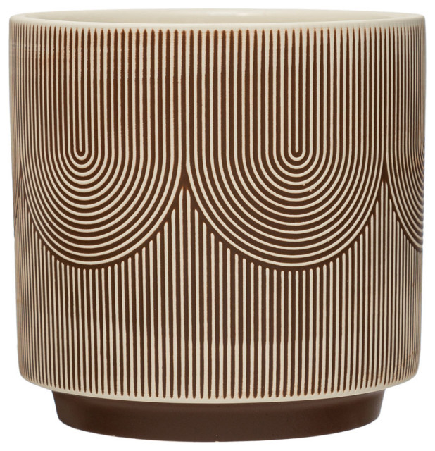 Textured Stoneware Planter - Contemporary - Indoor Pots And Planters ...