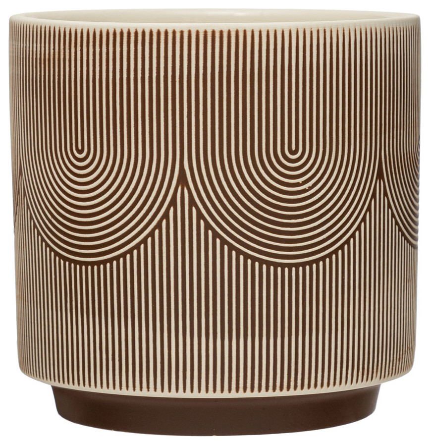 Textured Stoneware Planter - Contemporary - Indoor Pots And Planters ...