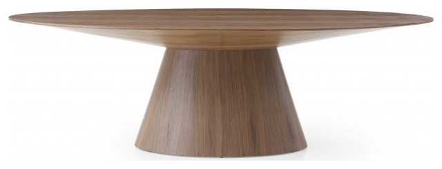 HomeRoots 95" X 43" X 30" Walnut Veneer Oval Dining Table, 95 ...