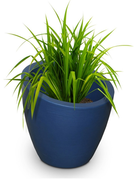 Mayne Modesto 30" Round Modern Plastic Planter in Neptune Blue ...