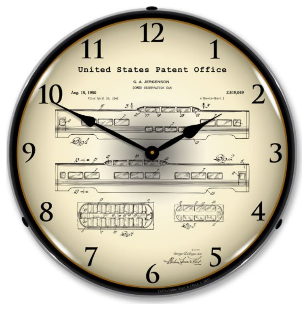 2103236 Railroad Domed Observation Train Car 1946 Patent Clock ...
