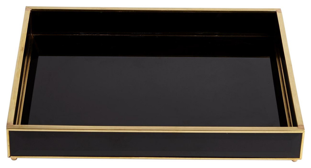 Bevelled Black Glass Tray, Small - Contemporary - Serving Trays - by ...