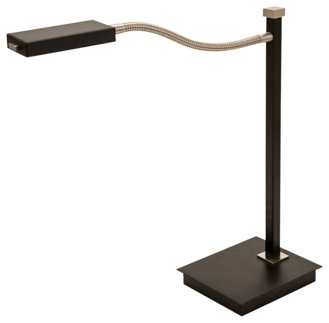 17.5" Lewis LED Gooseneck Table Lamp, With Satin Nickel - Modern - Desk ...
