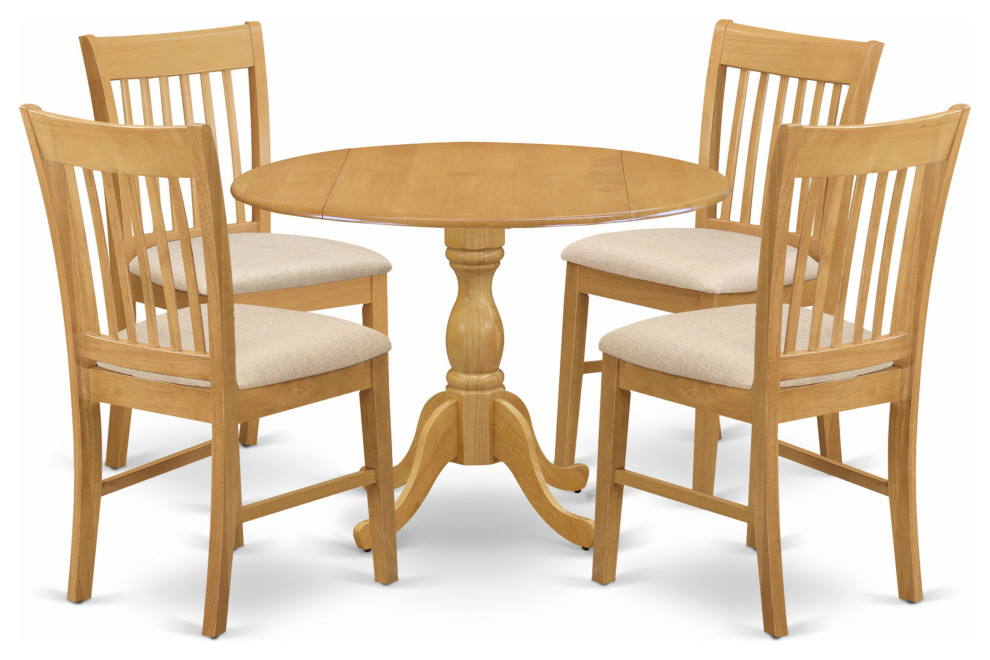 3 Pc Dining Set, Oak Wood Table, 2 Oak Kitchen Chairs, Slatted Back ...